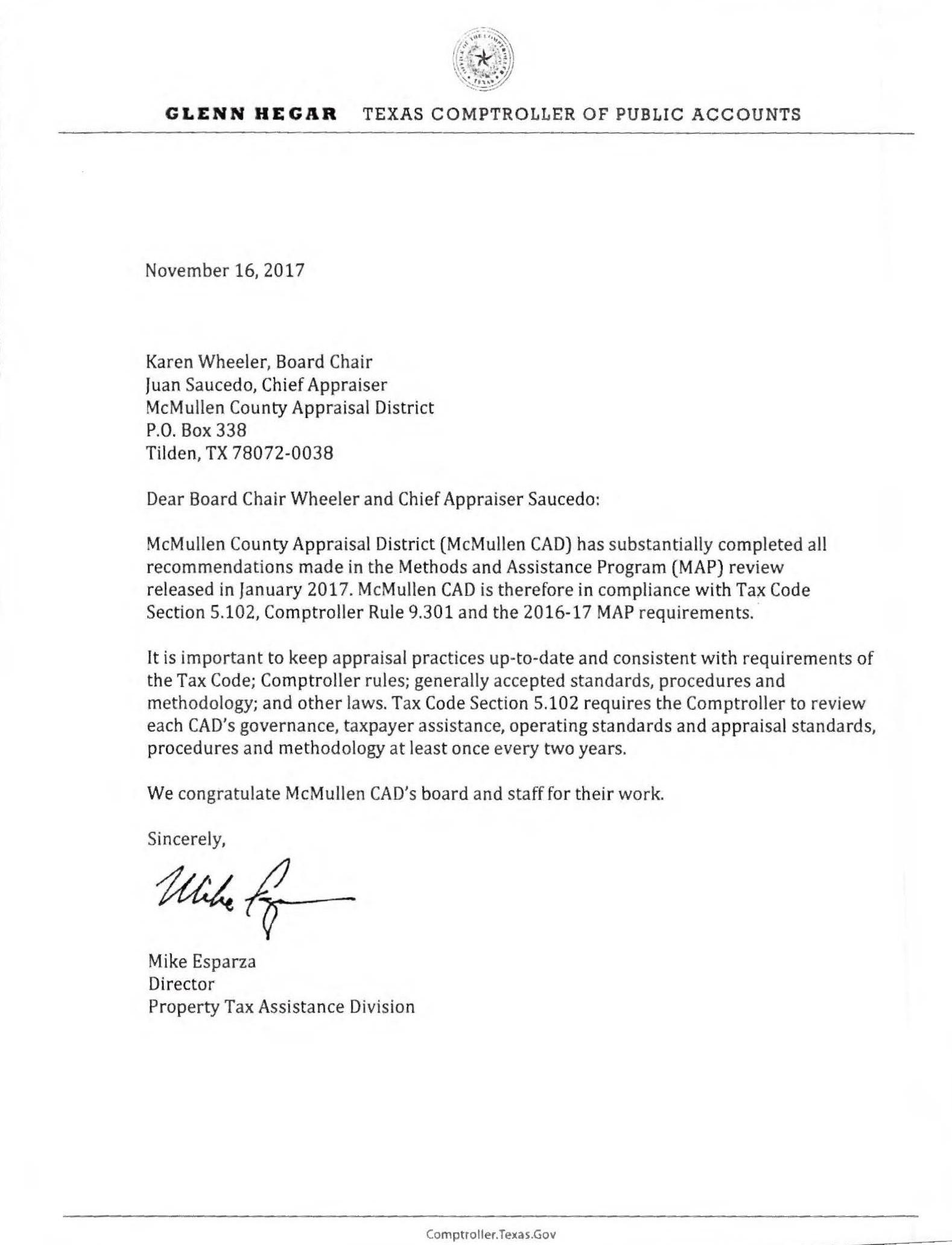 2016-2017 MAP Review Results – McMullen CAD